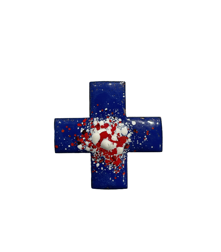 Croix grecque émaillée - bleu
