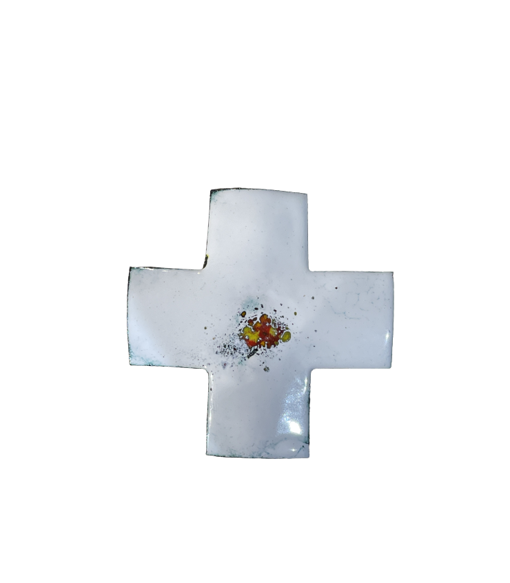 Croix grecque émaillée - blanc